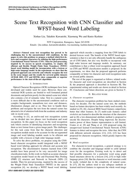 pdf scene text recognition with cnn classifier and wfst based word