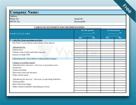 Cash Flow Statement Excel Templates