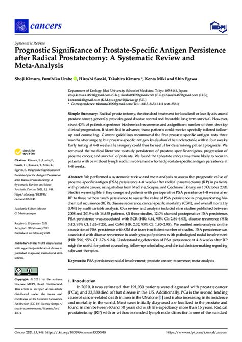 Pdf Prognostic Significance Of Prostate Specific Antigen Persistence