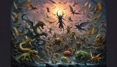 In A Boundless Hellscape Hyper Realistic Evil Realm Dozens Of Hybrid