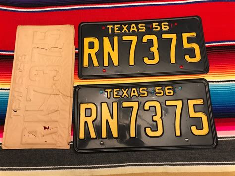1956 Texas Passenger License Plates Rn7375 4802030768