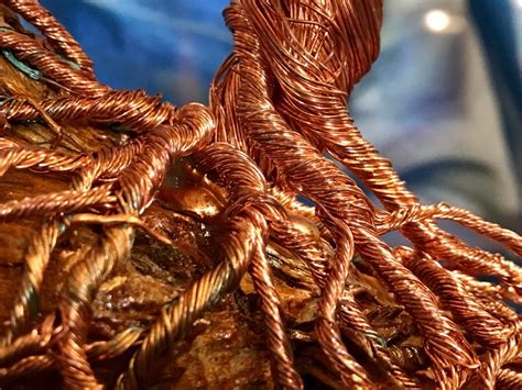 Copper Wire Tree About 450mt On A Wooden Stand Etsy