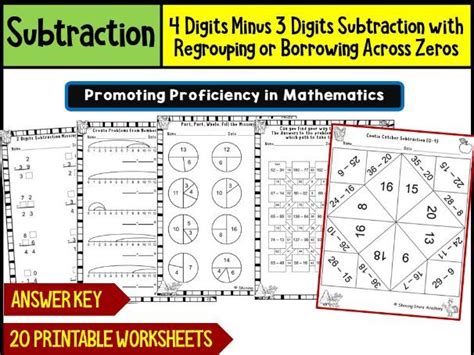 4 Digits Minus 3 Digits Subtraction With Regrouping Or Borrowing Across