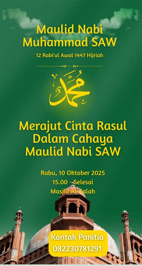 Desain Pamflet Kegiatan Menarik Untuk Memperingati Maulid Nabi Muhammad Saw