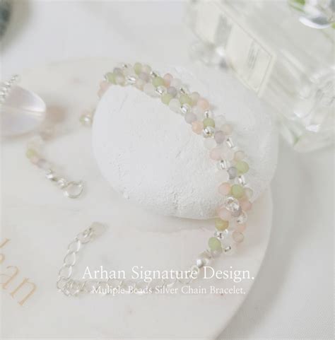 실버 멀티플 비즈 체인 팔찌 여름팔찌 꽃팔찌 아이디어스