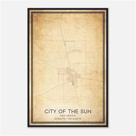 Vintage City Of The Sun New Mexico Map Poster City Of The Sun Nm City