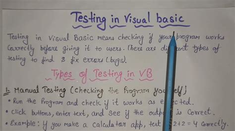Testing In Visual Basic Visual Basic Youtube