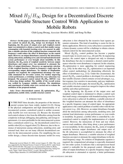 Pdf Mixedh2hinftydesign For A Decentralized Discrete Variable