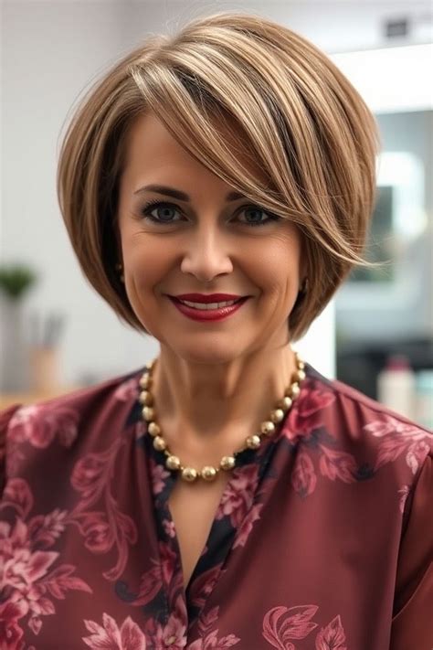 25 Layered Bob Haircuts For Women Over 50 Polished Caramel Bob