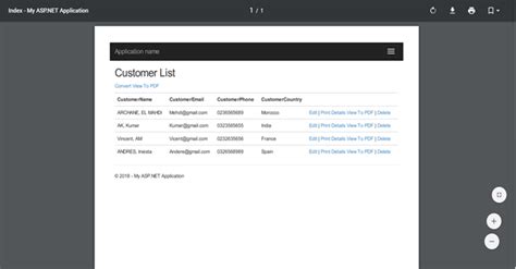 asp mvc export pdf document from view page