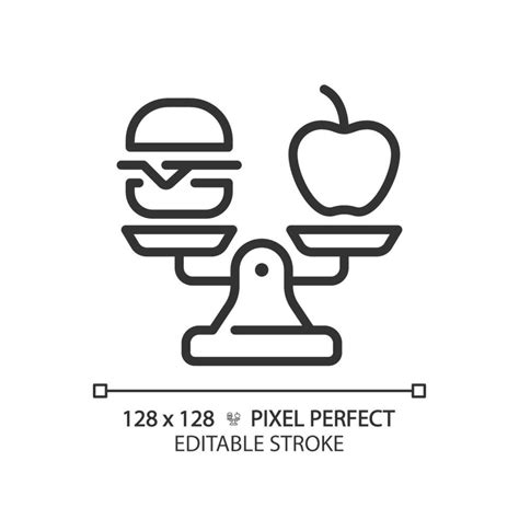 2d Pixel Perfect Customizable Black Food On Weight Scale Icon Isolated