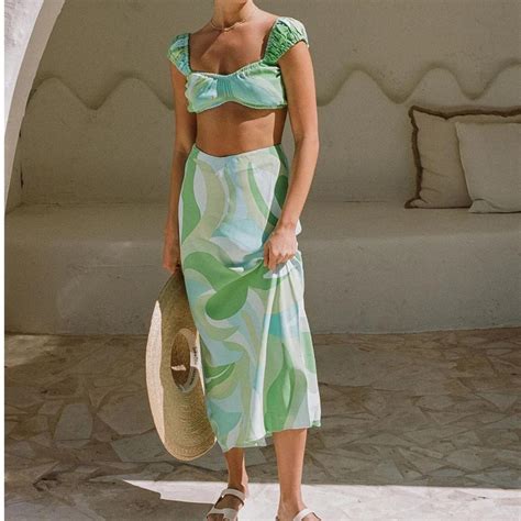 Saboskirt Aaliyah Set Midi Skirt And Top Top Depop