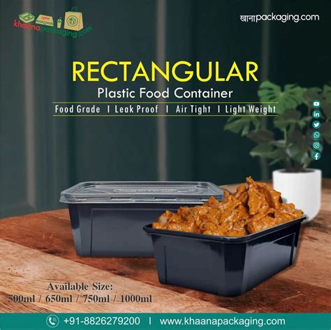 Plastic Rectangle Black Containers With Lid 1000 Ml For Food At ₹ 8 50 Piece In New Delhi