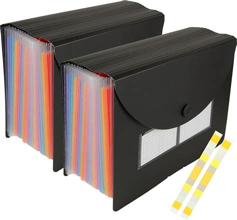 CYEER 2 Pack Expanding File Organiser 24 Pockets Document Organiser Concertina File Expanding
