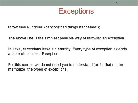 1 Exceptions Throw New Runtime Exceptionbad Things Happened