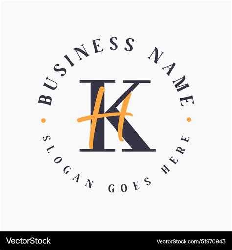Elegant Letter Kh Initials Logo For Corporate Vector Image