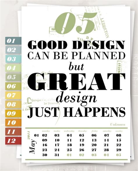 Design Thoughts Life Awesome Letterpress Calendar For Designers