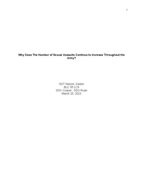 Blc 05 Lc Sharp Essay Examining Sexual Assault In The Army Studocu