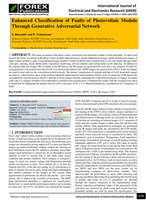 PDF Enhanced Classification Of Faults Of Photovoltaic Module Through Generative Adversarial