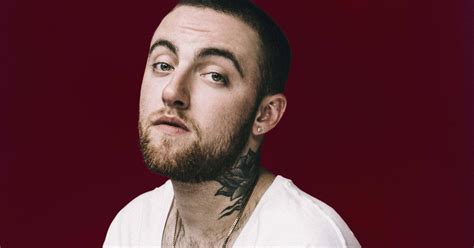 Download Mac Miller On Maroon Background Wallpaper