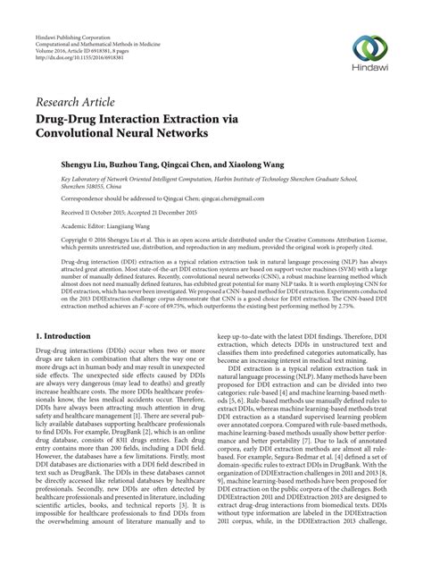 Pdf Drug Drug Interaction Extraction Via Convolutional Neural Networks