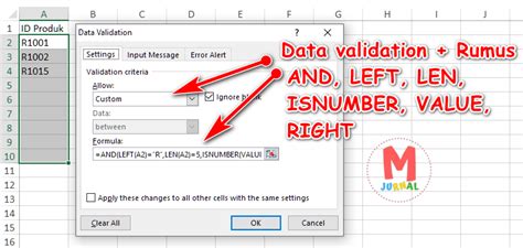 4 Contoh Cara Menggunakan Rumus Data Validation Excel M Jurnal