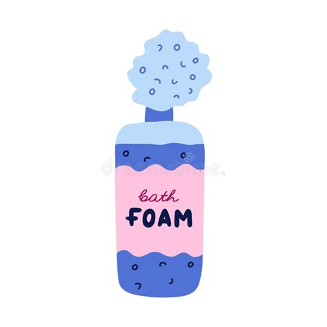 Cute Cartoon Bottle Of Bath Foam Shampoo Blue Bath And Shower Cosmetic For Aromatic Bathe With