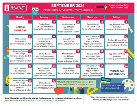 Elementary Menu Pickens County Schools