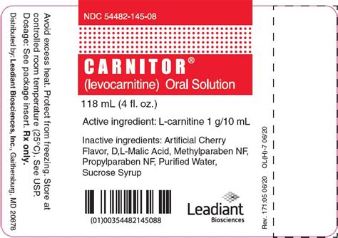 Carnitor Oral Solution Fda Prescribing Information Side Effects And Uses