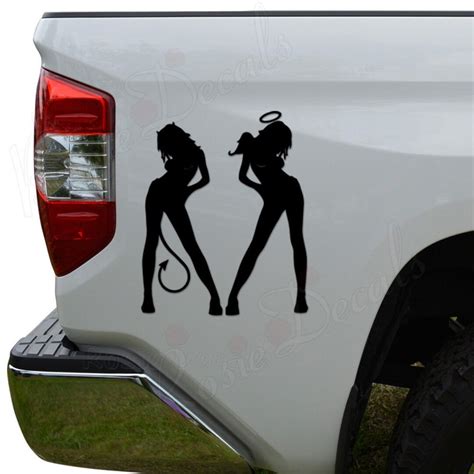 Sexy Angel Devil Girls Trucker Die Cut Vinyl Decal Sticker For Car