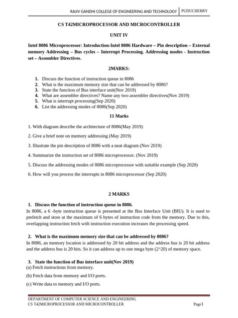 Mpmc Unit Iv Pdf Central Processing Unit Integrated Circuit