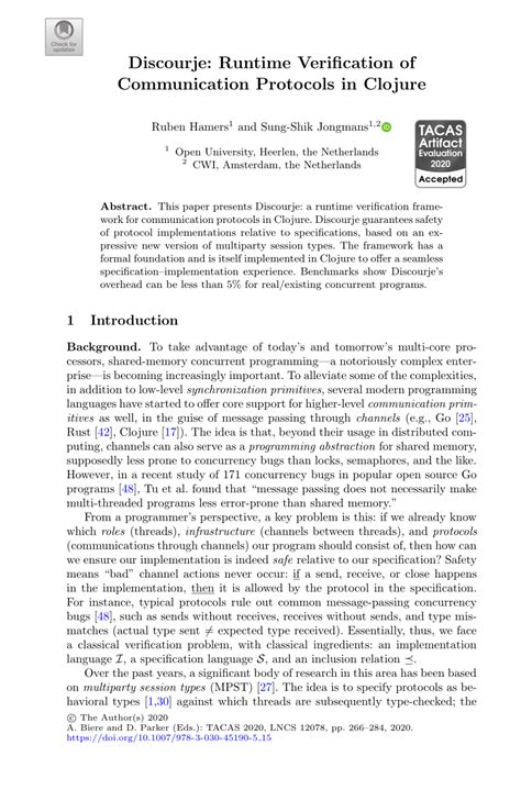 Pdf Discourje Runtime Verification Of Communication Protocols In Clojure