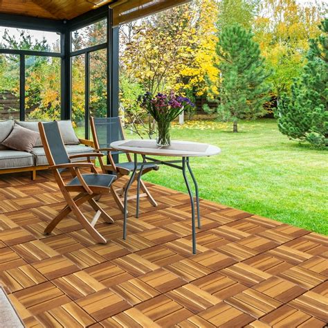 Outdoor Wood Interlocking Deck Tiles