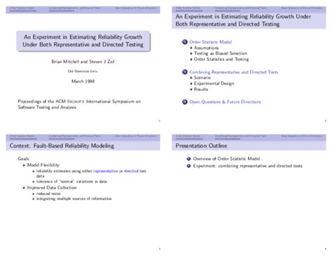 Pdf An Experiment In Estimating Reliability Growth Under Both