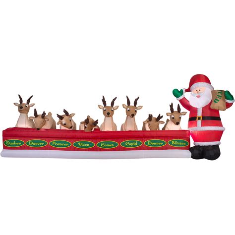 Airblown Inflatables Animated Santa Feeding Reindeer 165 Ft Wide