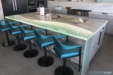 Custom Made Thick Glass Kitchen And Bathroom Solid Glass Countertops