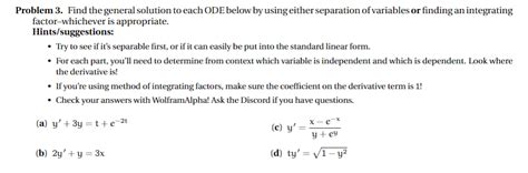 Solved Problem Find The General Solution To Each ODE Chegg Com