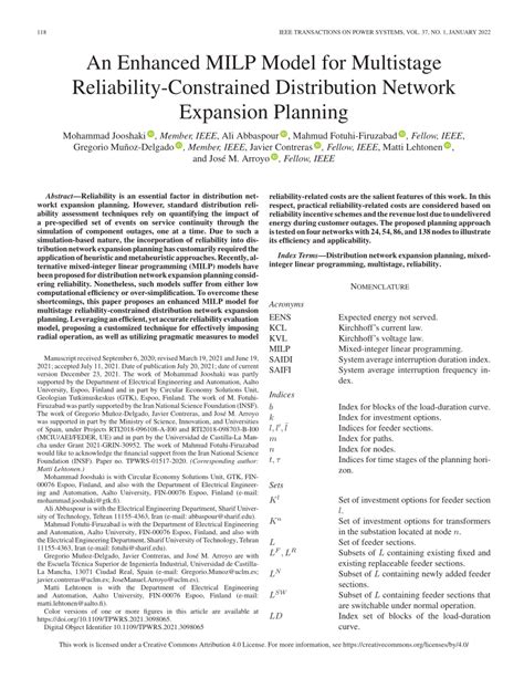 Pdf An Enhanced Milp Model For Reliability Constrained Distribution