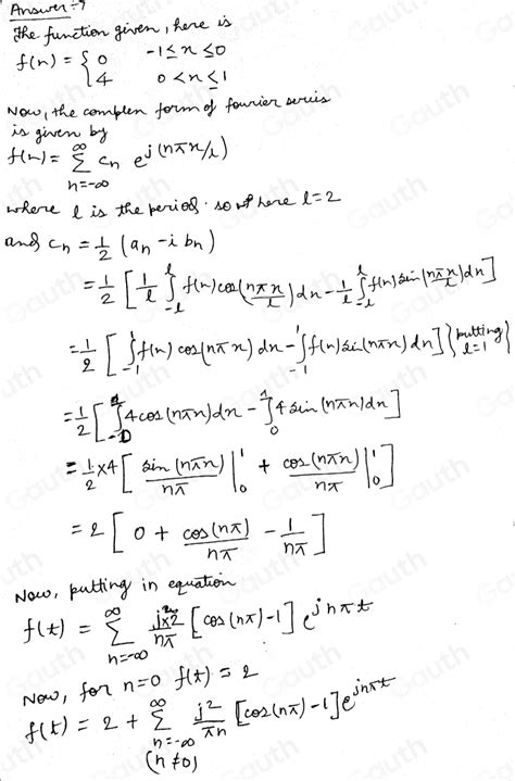 Solved Show That The Complex Fourier Series For The Waveform Shown In Figure That Has