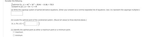 Solved Consider The Following Optimize Chegg Com