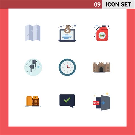 User Interface Pack Of 9 Basic Flat Colors Of Devices Music Ecology Bluetooth Ear Editable