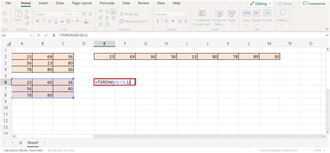 how to use torow function in excel sheetaki