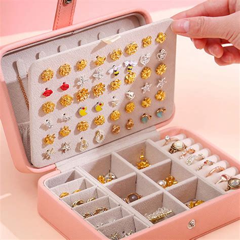 Badu Bg Съхранение Кутия за бижута Органайзер за пътуване Бижутерска кутия Витрина за пръстени