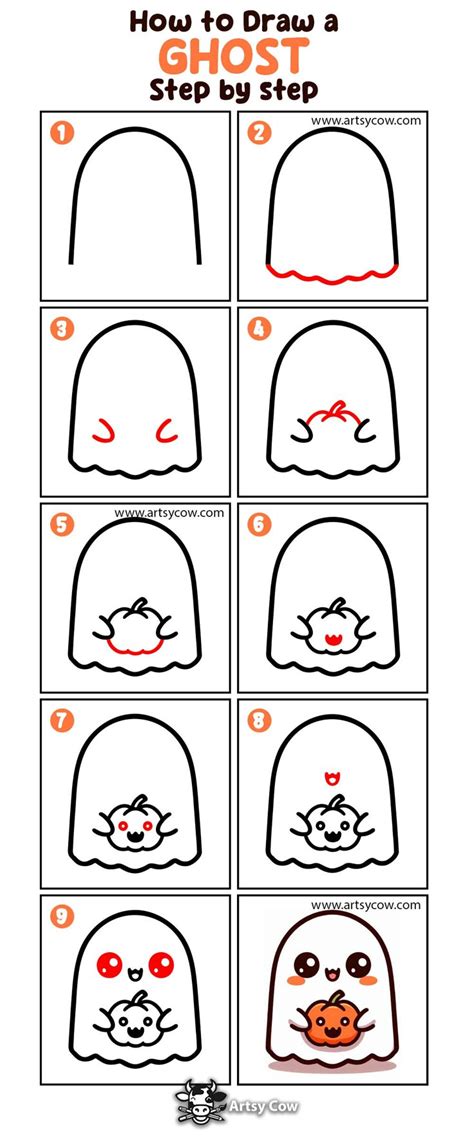 Creative Guide On How To Draw Cute Ghost Step By Step In 2025 Easy Halloween Drawings