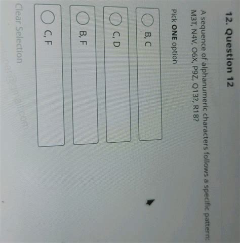 12 Question 12 A Sequence Of Alphanumeric Studyx