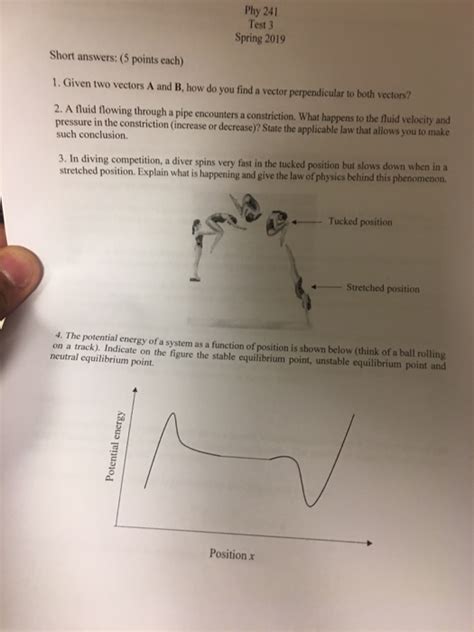solved phy 241 test 3 spring 2019 short answers 5 points