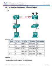 Lab Configuring IPv Static And Default Routes Lab Configuring IPv Static And