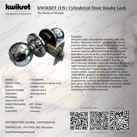 Kwiksetus Cylindrical Door Knobs Lock Securelution