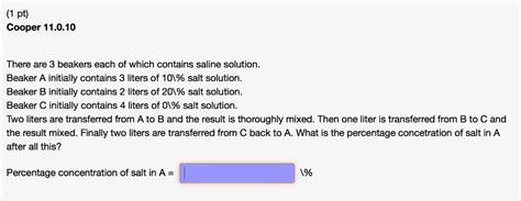 solved pt cooper 11 0 10 there are 3 beakers each of which contains
