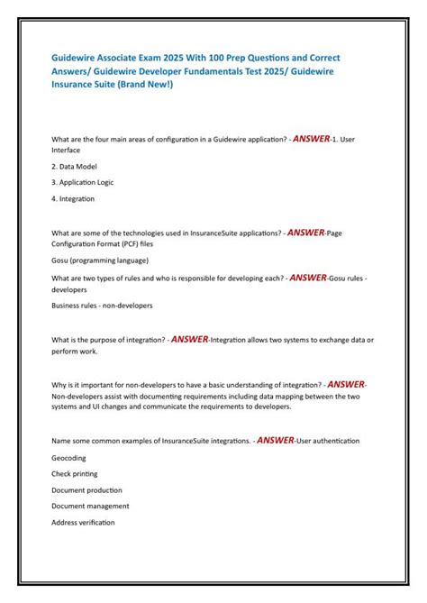 Guidewire Associate Exam 2025 With 100 Prep Questions And Correct Answers Answer Done